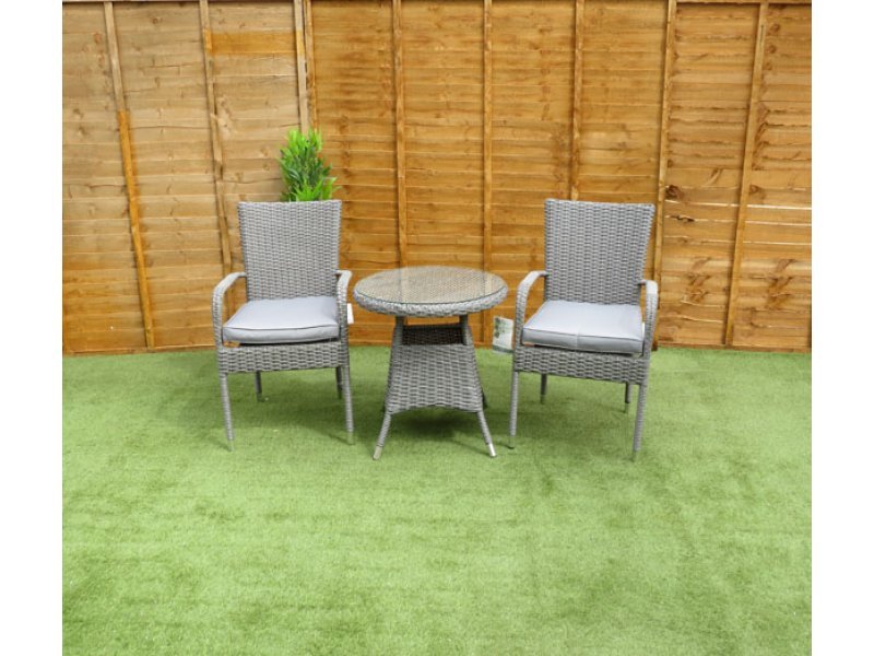 Tuscany 2 Seater Bistro Set in Grey Rattan
