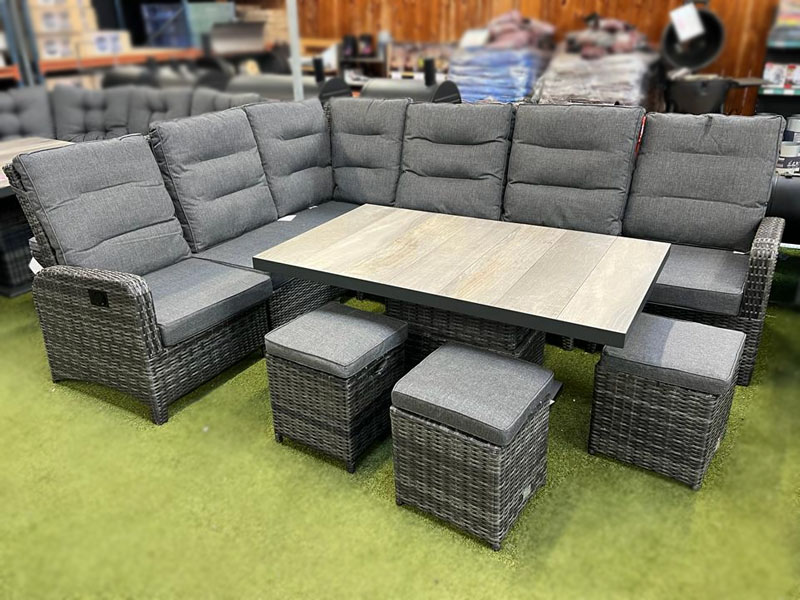 Lucia Corner Sofa Set in Stone Grey - Sapcote Garden Centre