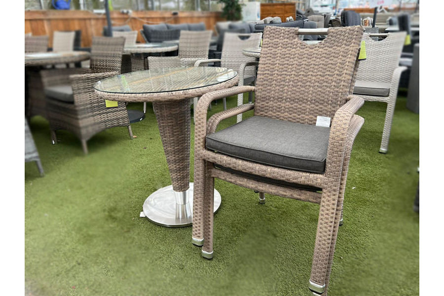 Sharnford Stacking Rattan Bistro Set in Brown