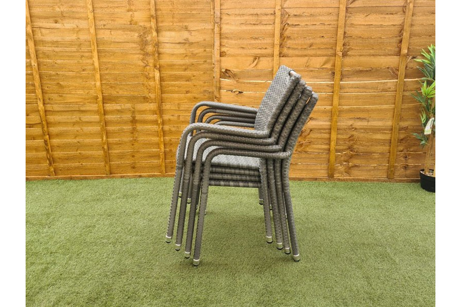 6 Seater Tulip Rectangular Rattan Dining Set in Grey - Sapcote Garden ...